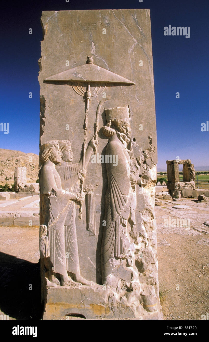 Asia, Iran, Persepolis. Darius the Great and his attendants Stock Photo ...