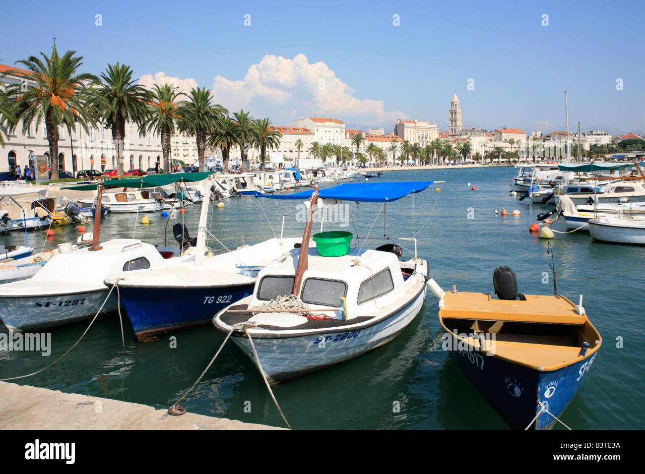 fishing boats at the harbour of Split, Central Dalmatia, Republic of ...