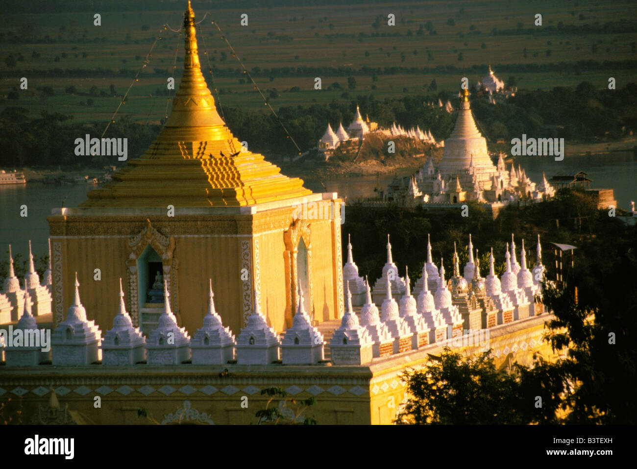 Asia, Myanmar, Mandalay. Holy Saging Hill Monasteries and Pagodas Stock ...