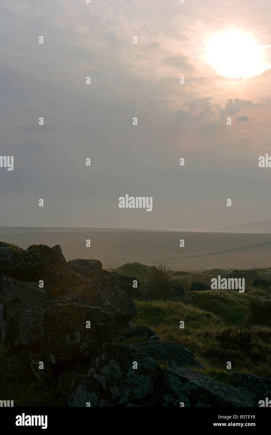 Nuns Cross Farm at sunrise, on Fox Tor Mire, Dartmoor, South Devon ...