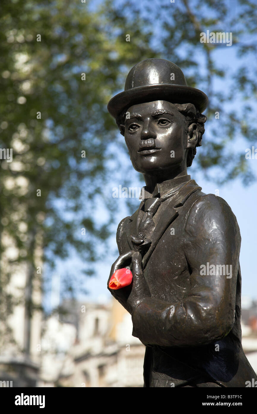 England, London, Statue of Charlie Chaplin in Leicester Square, in the ...