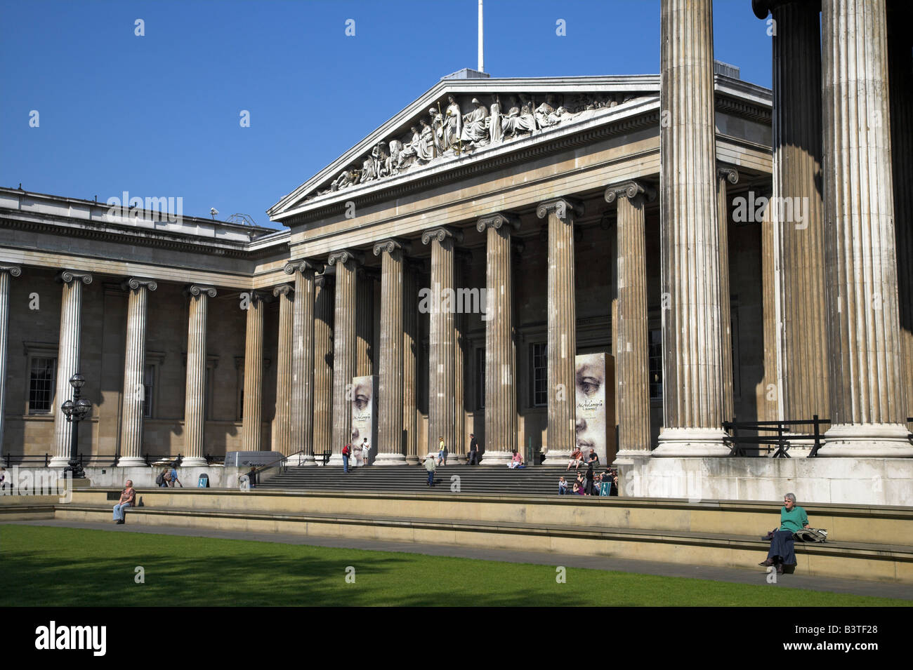 England, London. The front courtyard of the British Museum. The museum ...