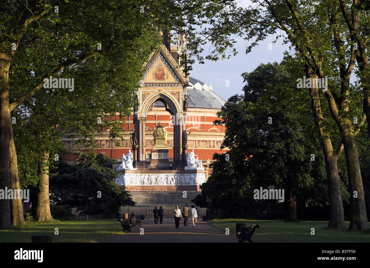 England, London. The Albert Memorial with the Albert Hall in the ...