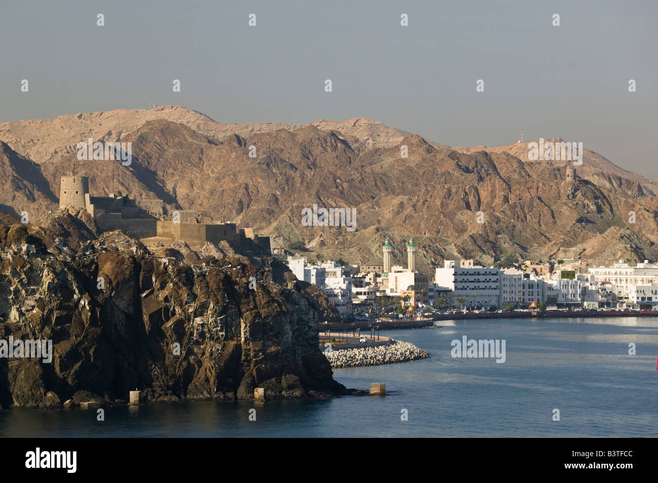 Oman, Muscat, Mutrah. Mutrah port View with Mutrah Fort Stock Photo - Alamy