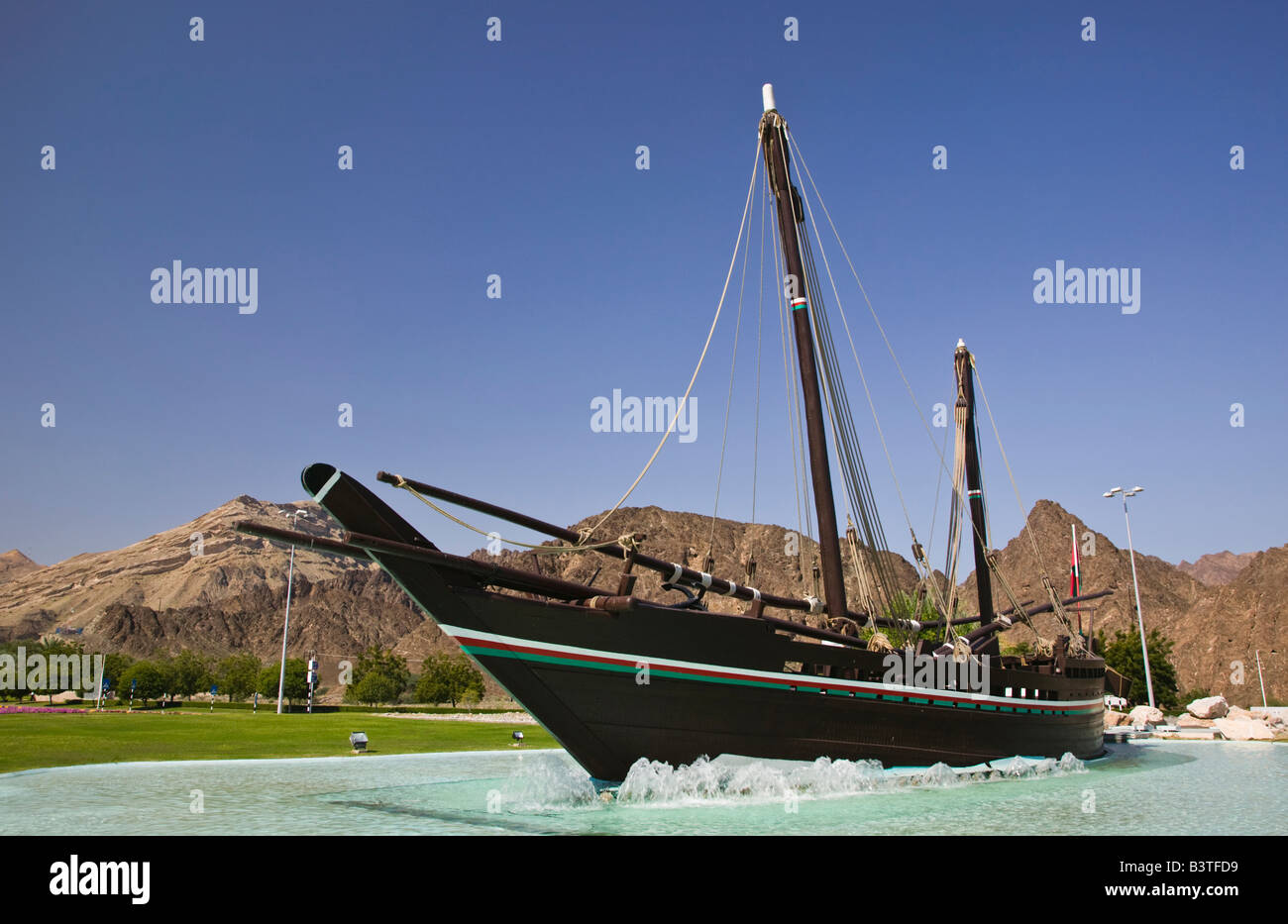 Oman, Muscat, Al Bustan. Al Bustan Roundabout, Replica of the Sohar ...