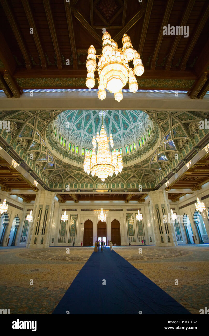 Oman, Muscat, Al, Ghubrah. Grand Mosque, Main Hall Chandelier Stock ...