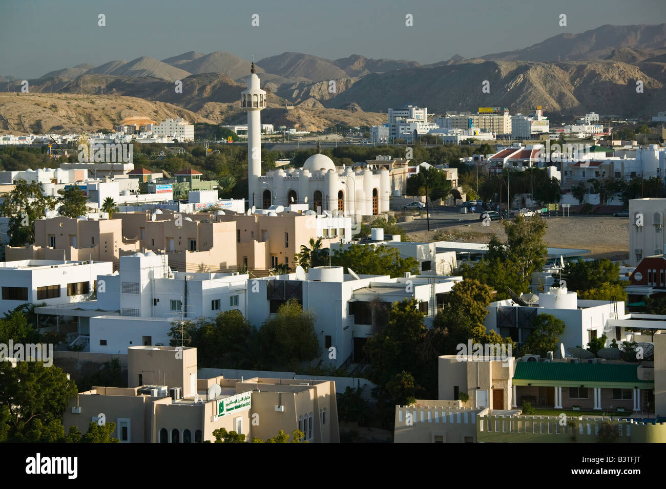 Oman, Muscat, Qurm. Buildings of Qurm Area / Late Afternoon Stock Photo ...
