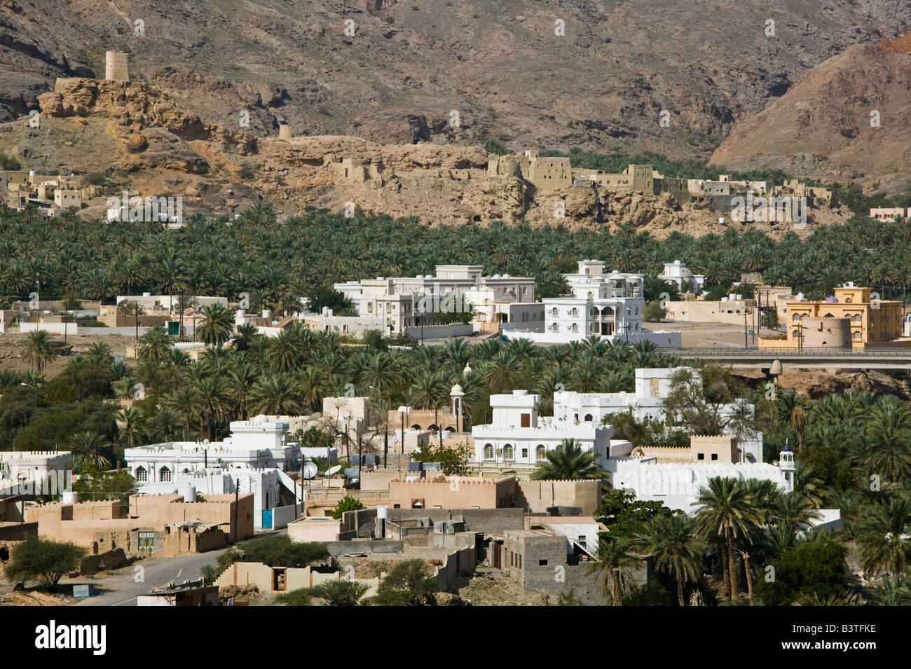 Oman, Western Hajar Mountains, Fanja. View of Fanja Town from Highway ...