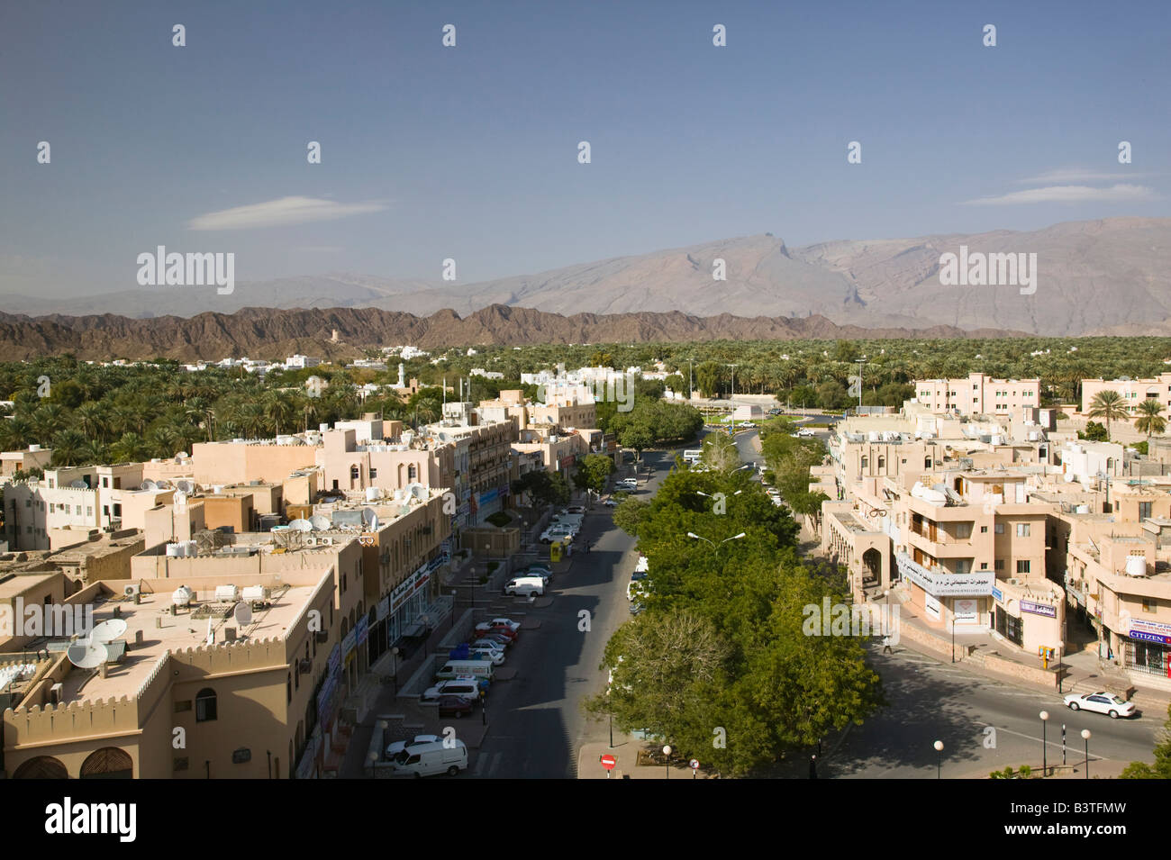 Oman, Western Hajar Mountains, Nizwa. Nizwa Town View from Nizwa Fort ...