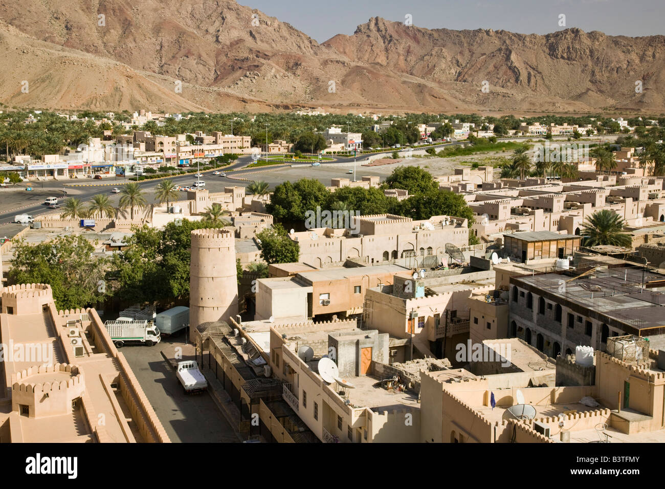 Oman, Western Hajar Mountains, Nizwa. Nizwa Town View from Nizwa Fort ...