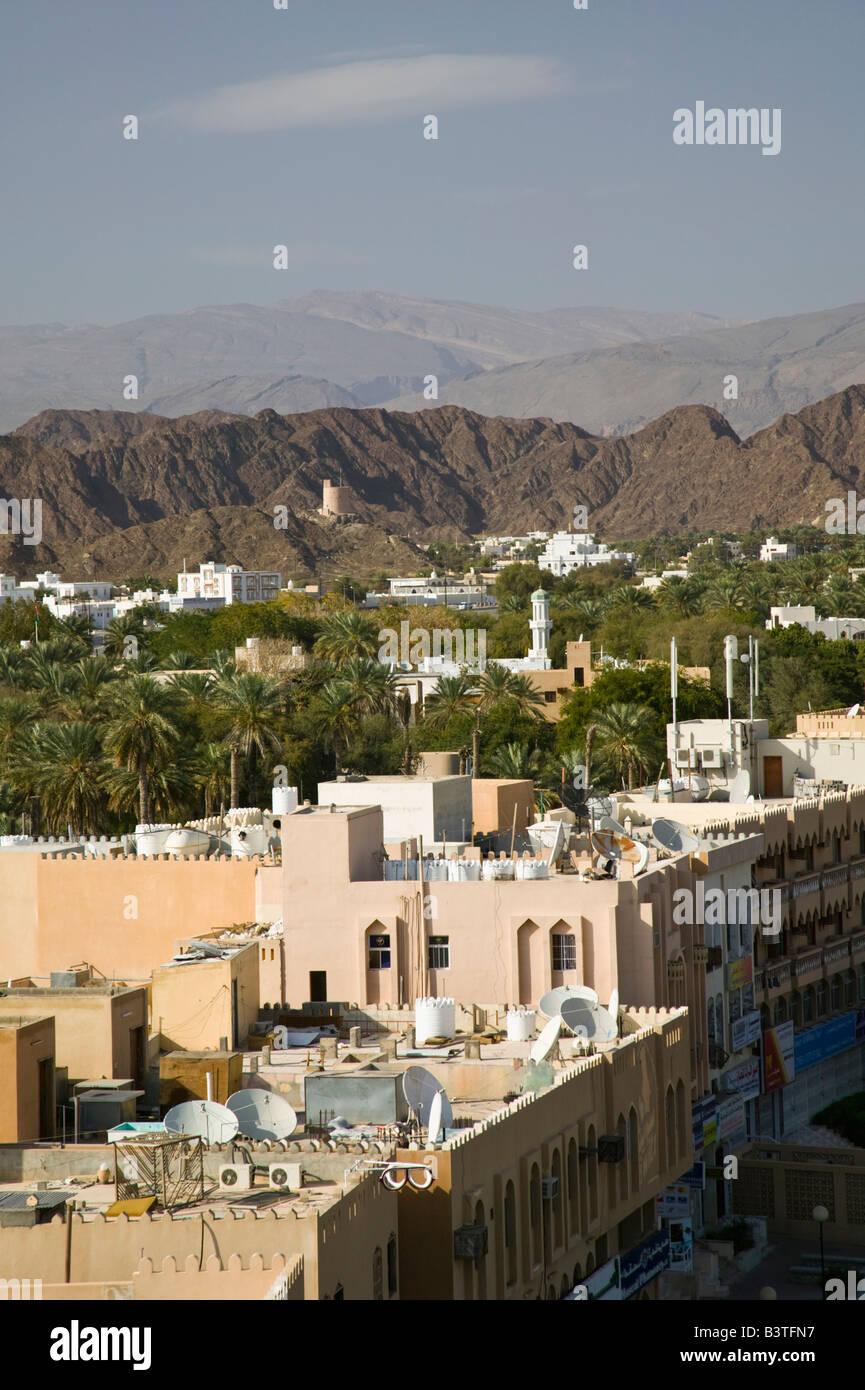 Oman, Western Hajar Mountains, Nizwa. Nizwa Town View from Nizwa Fort ...