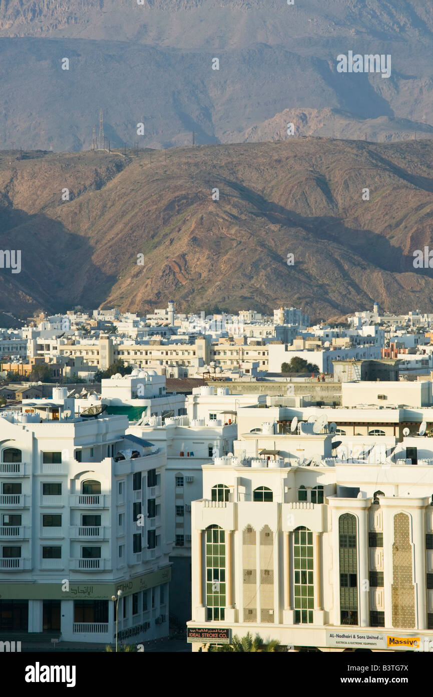 Oman, Muscat, Ruwi. Morning Light on Ruwi Commercial District Stock ...