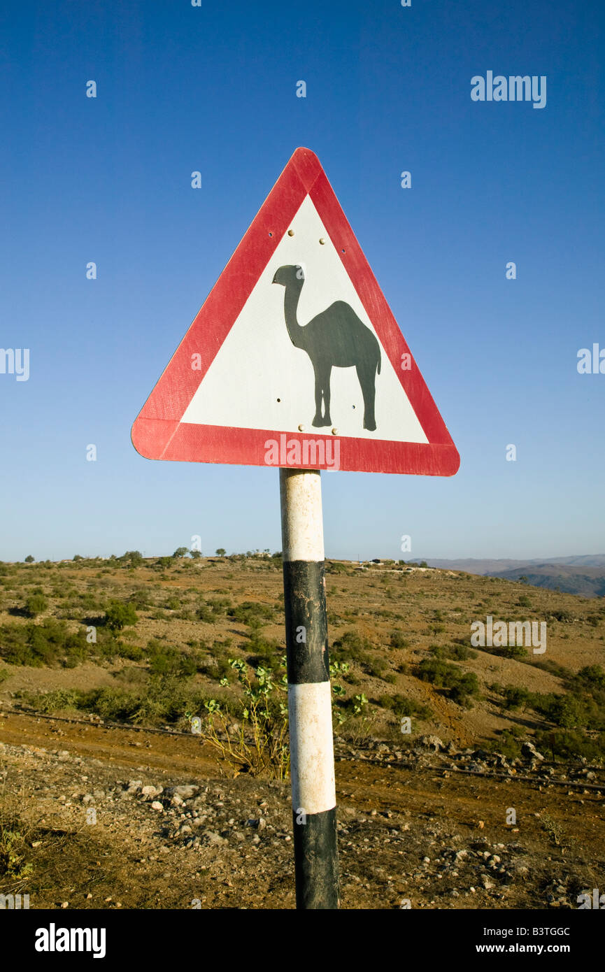 Oman, Dhofar Region, Salalah. Camel Crossing Sign in the Dhofar ...
