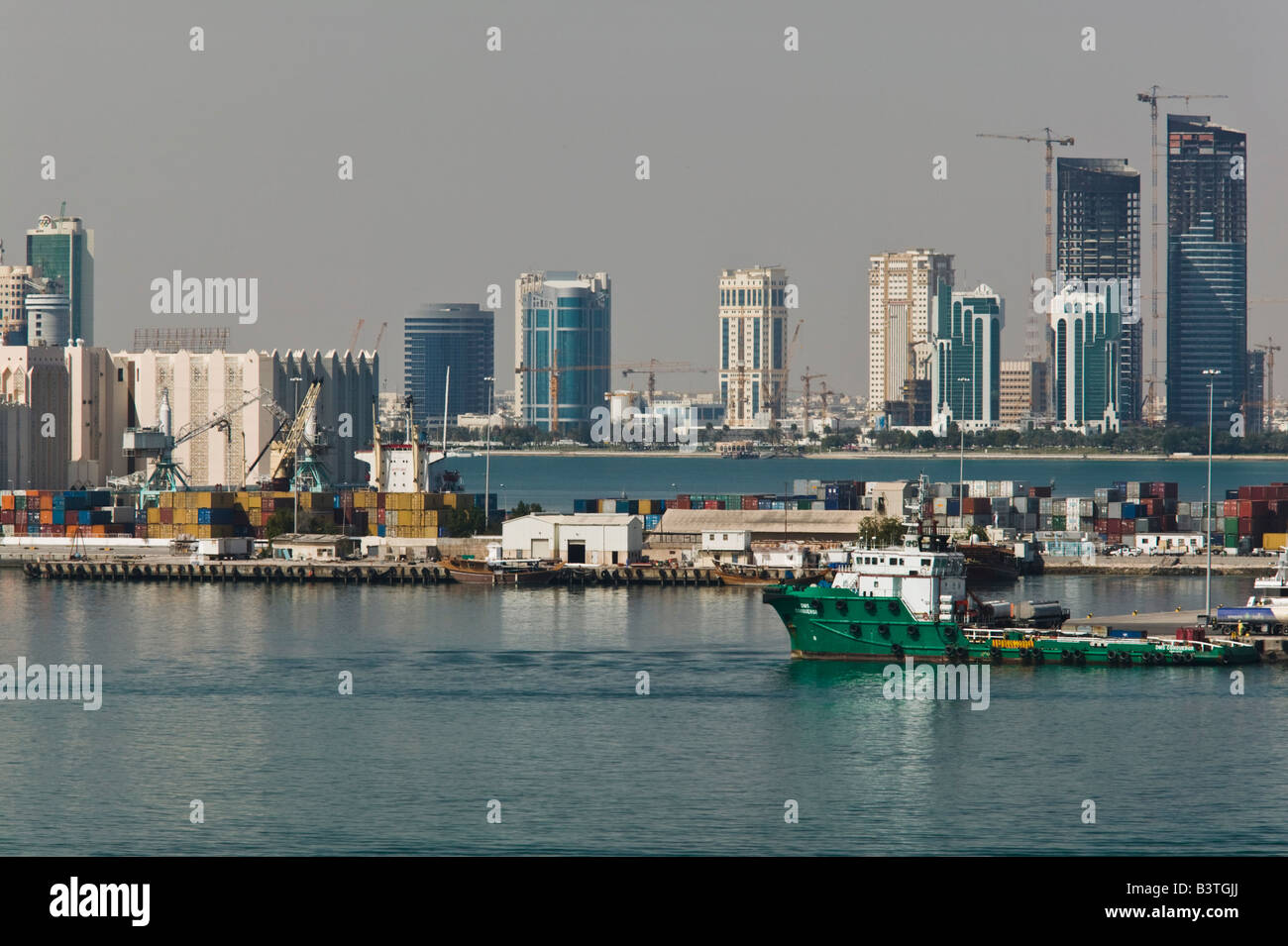 Qatar, Ad Dawhah, Doha. Doha Port and West Bay's new high-rises Stock ...
