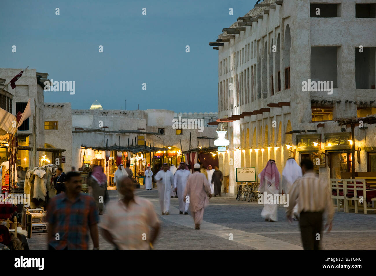 Qatar, Ad Dawhah, Doha. Souk Waqif- restored traditional buildings of ...