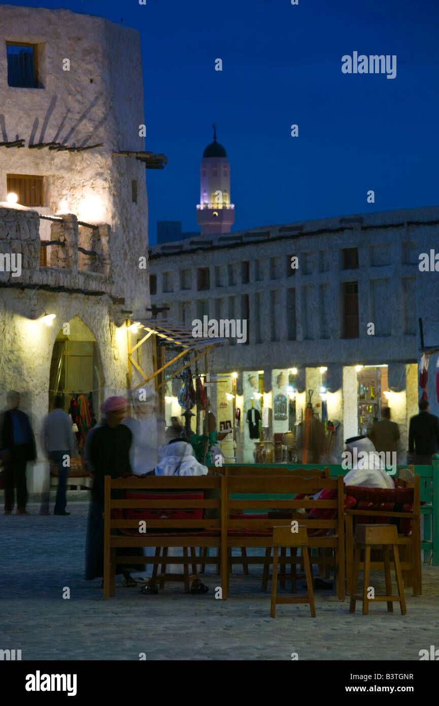 Qatar, Ad Dawhah, Doha. Souk Waqif- restored traditional buildings of ...