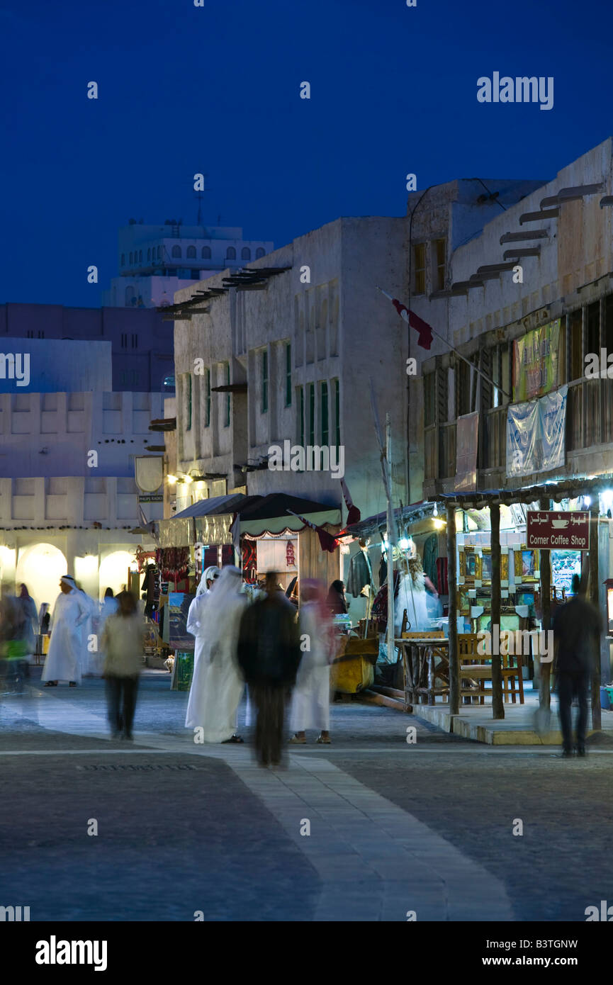 Qatar, Ad Dawhah, Doha. Souk Waqif- restored traditional buildings of ...