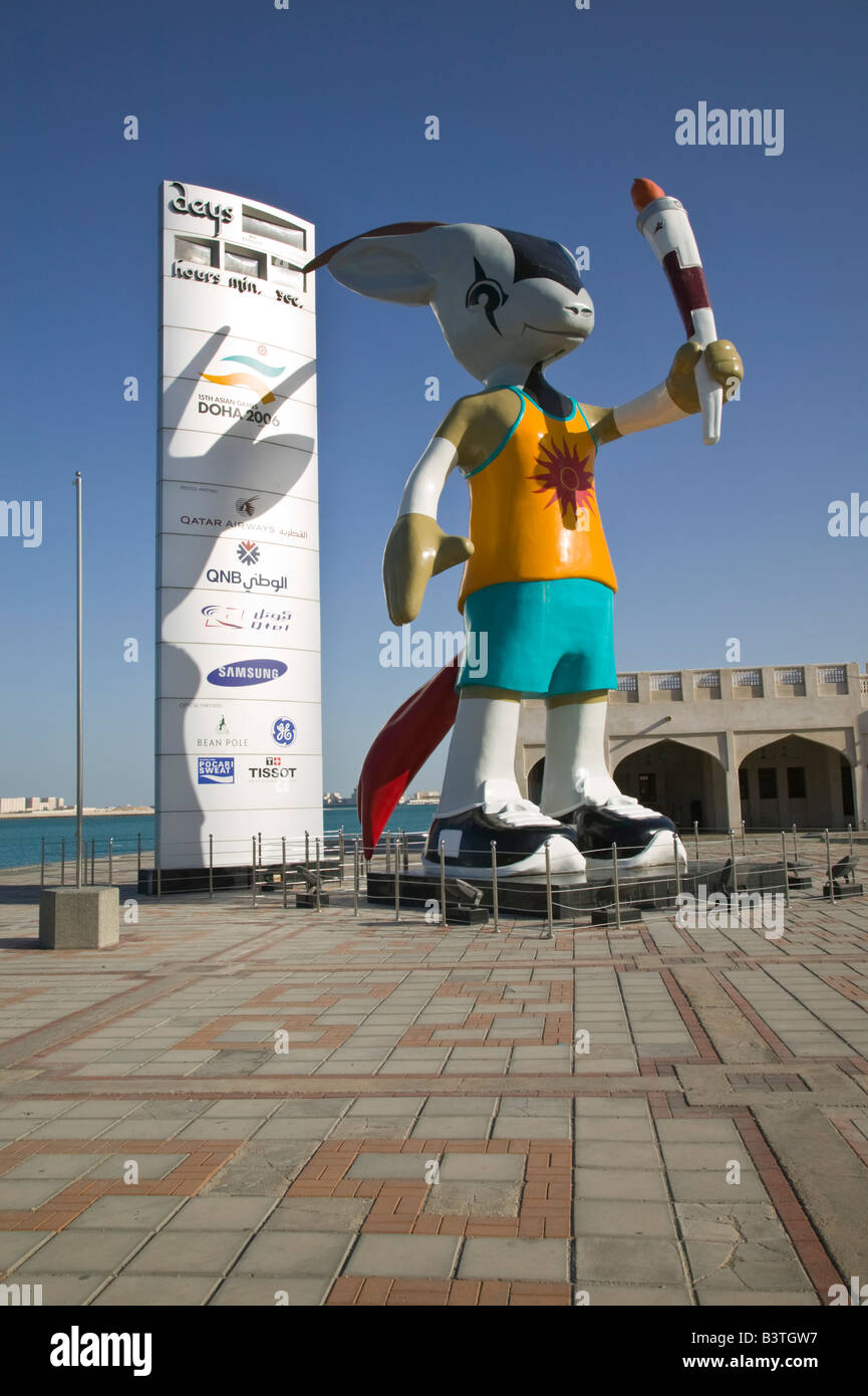 Qatar, Ad Dawhah, Doha. Doha Corniche- Orry the Orryx, Symbol of the ...