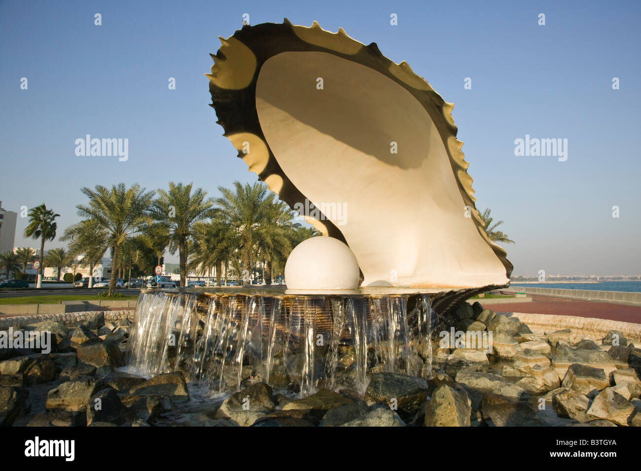 Qatar, Ad Dawhah, Doha. Along the Corniche / Pearl Monument Stock Photo ...