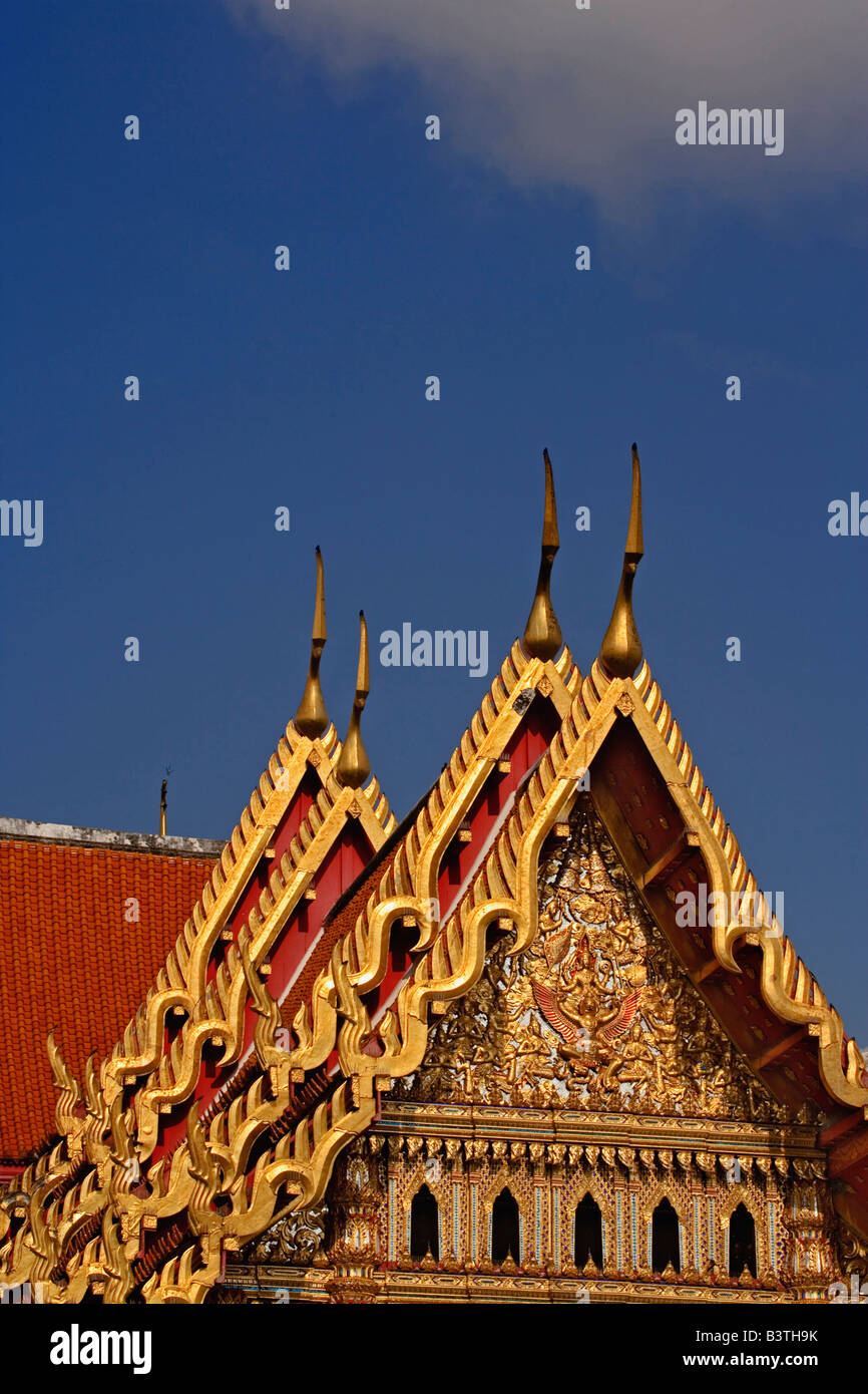 Gilded roof of the Ordination Hall (Ubosot Hall) at Wat Benchamabophit ...