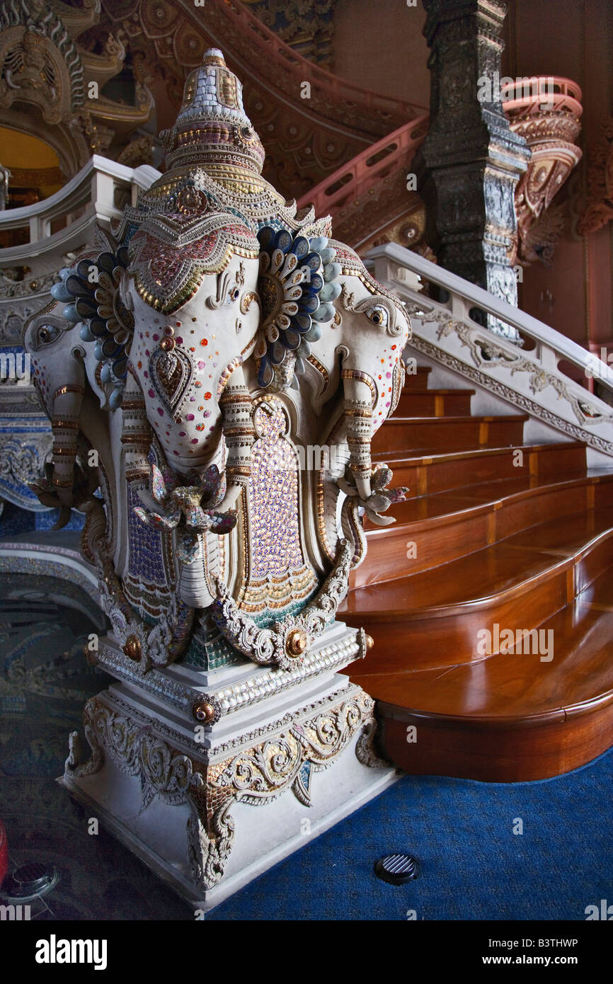 Three headed elephant statue at The Stairway to Heaven, Erawan Museum ...