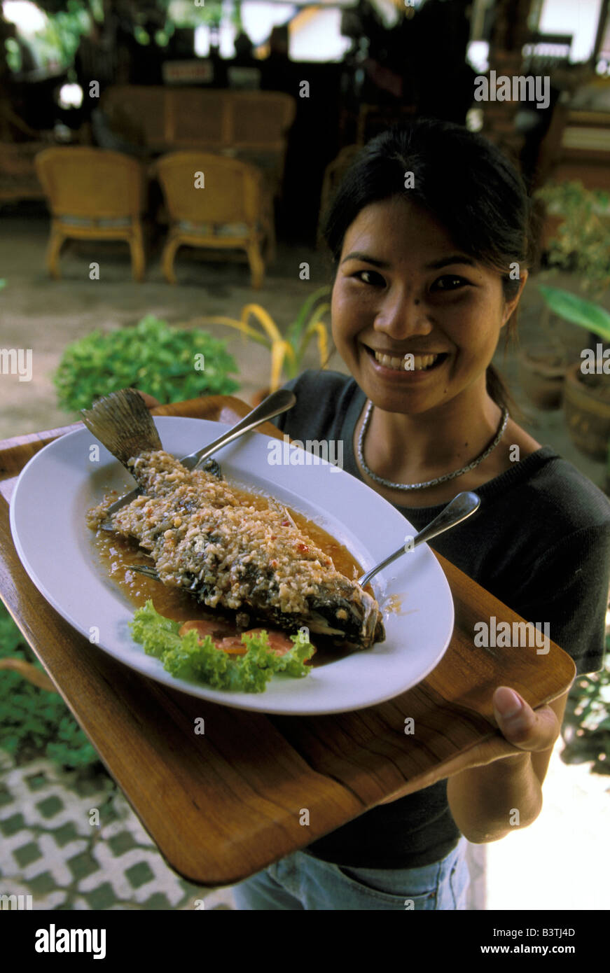 Thailand, Koh Samui Island. Local fish dish at restaurant. MR Stock ...