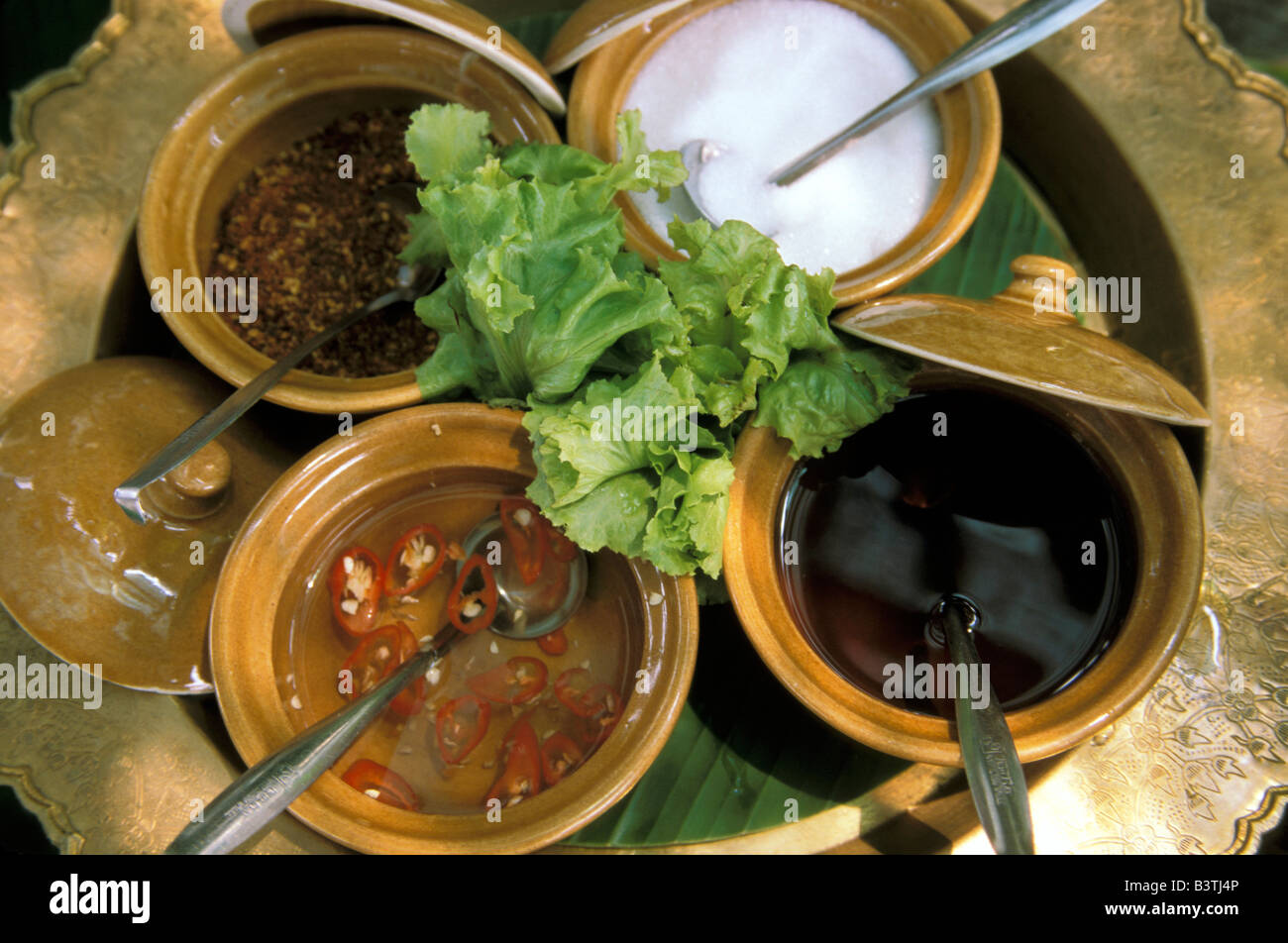 Thailand, Sukhothai. Thai cuisine, spices and condiments Stock Photo ...
