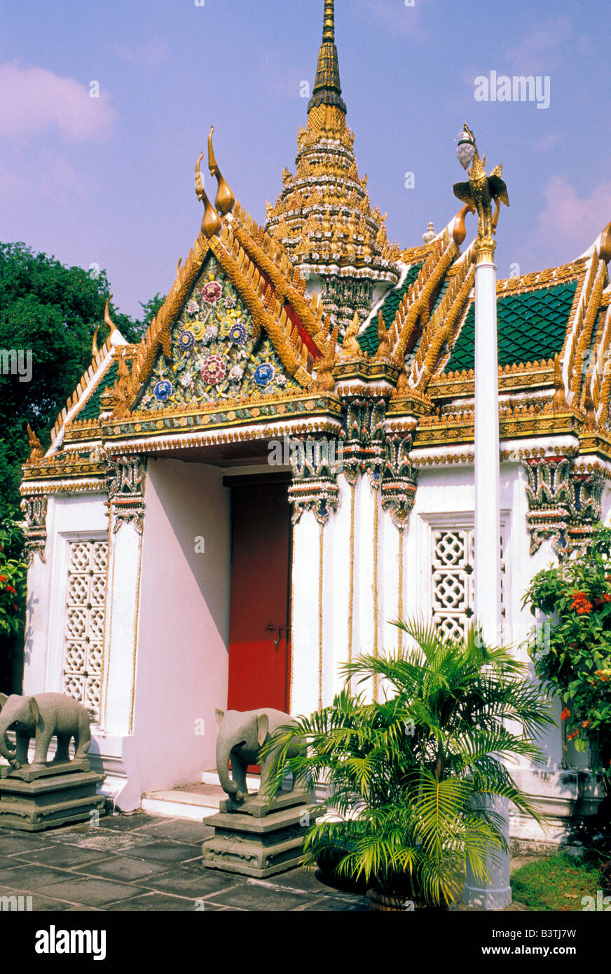 Asia, Thailand, Bangkok. Grand Palace, temple gate with elephant ...
