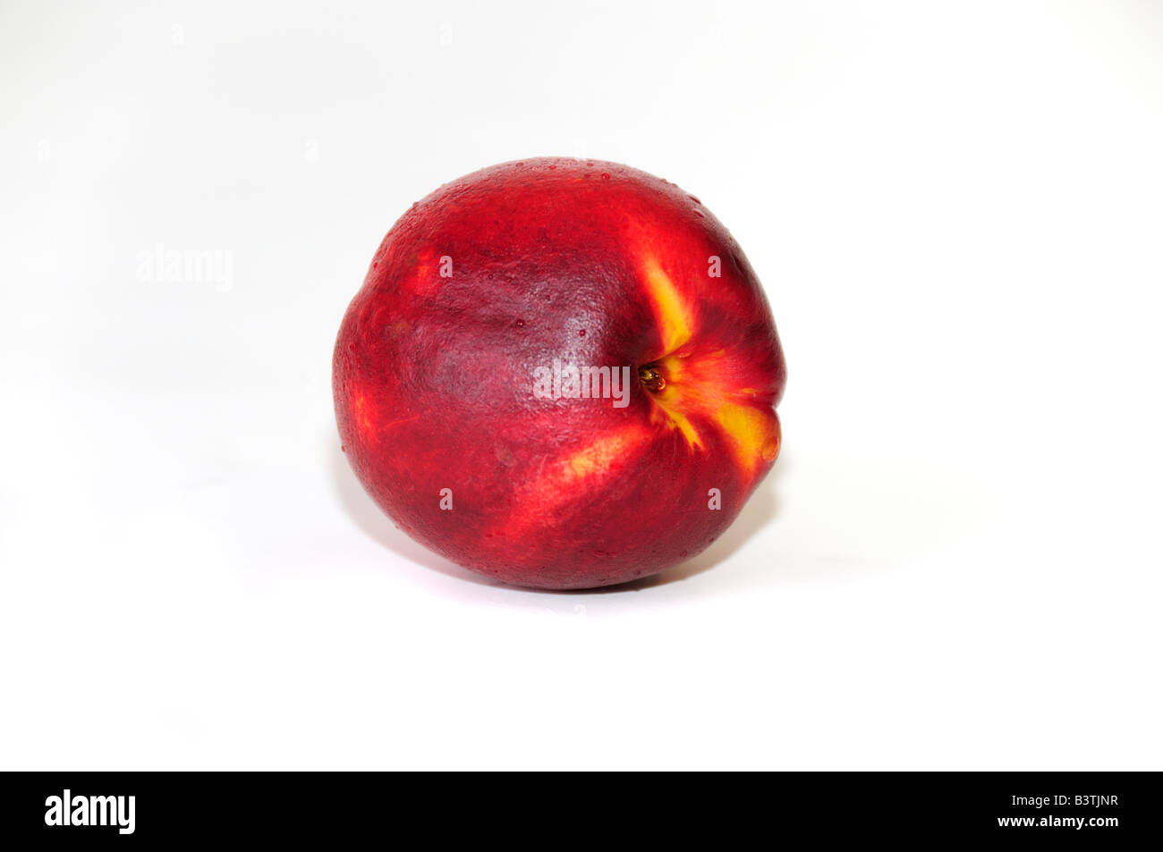 A single whole, ripe nectarine on white background Stock Photo - Alamy