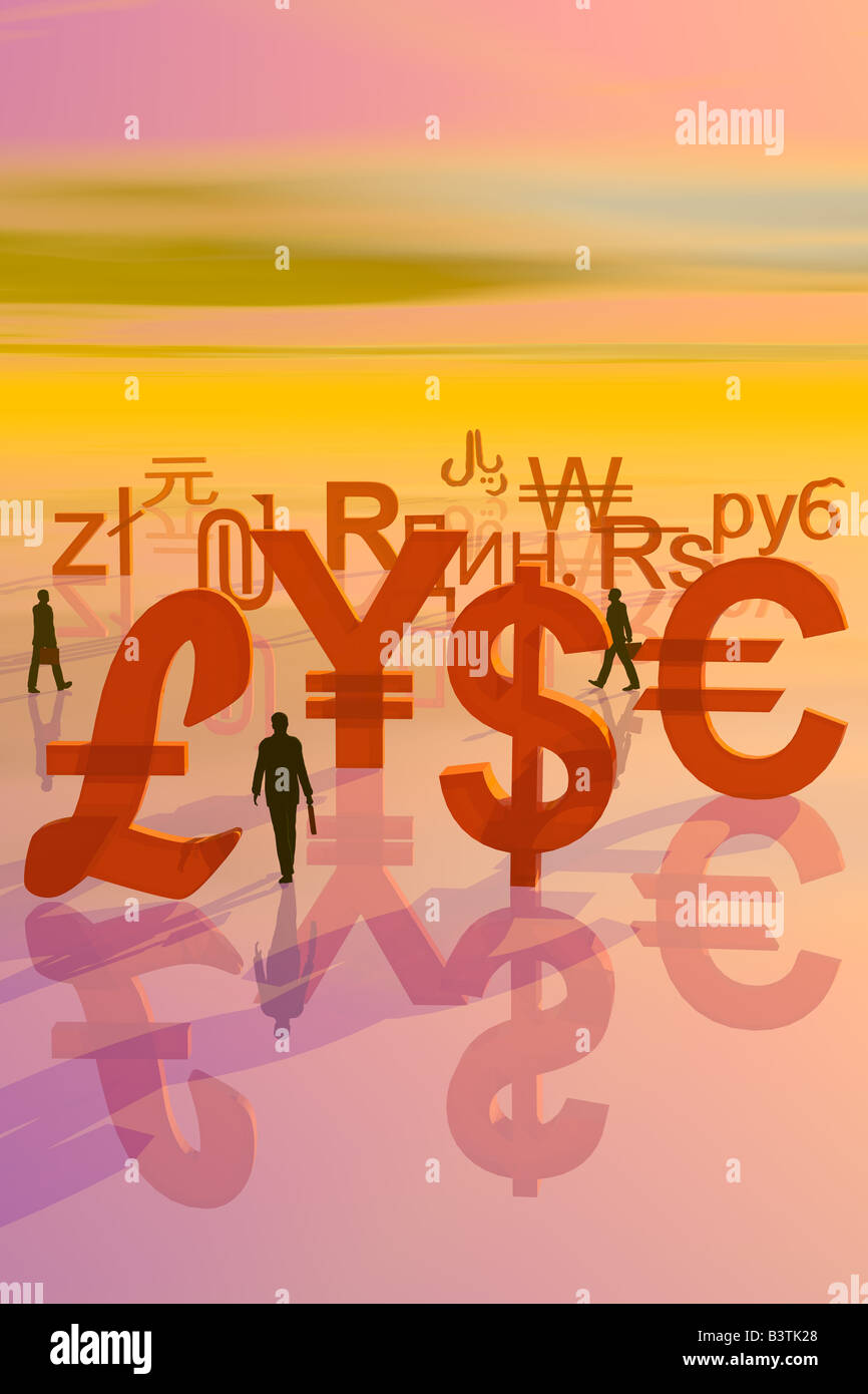 Businessmen with money symbols Stock Photo - Alamy