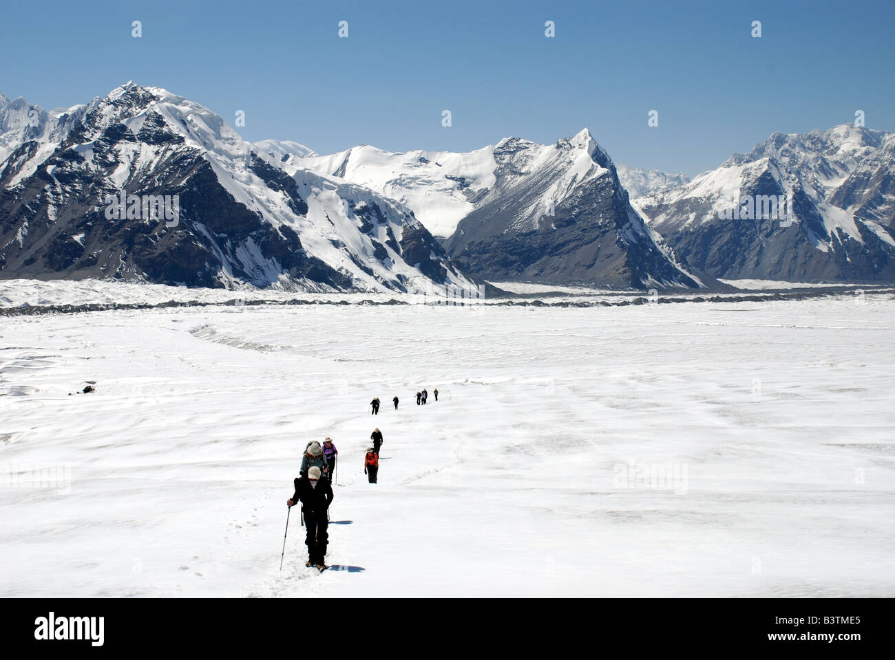 The south Inylchek glacier in the high Tian Shen mountains of ...