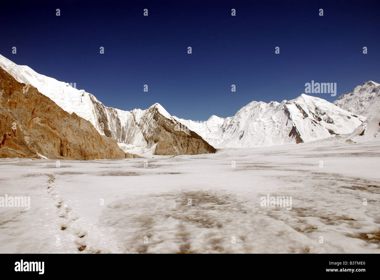 The south Inylchek glacier in the high Tian Shen mountains of ...