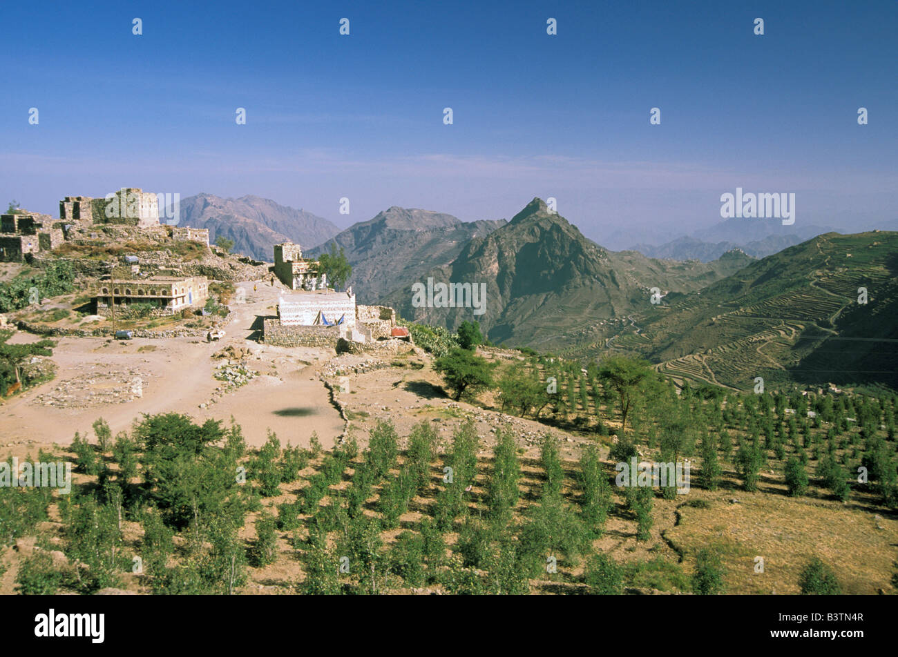 Asia, Yemen, Huteib. View from road Stock Photo - Alamy