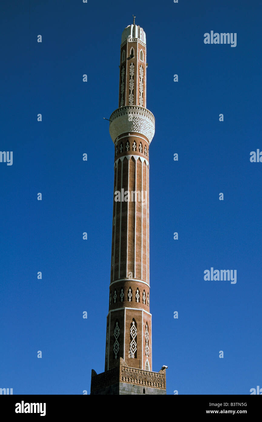 Asia, Yemen, Old Sana'a. Mosque Minaret Stock Photo - Alamy