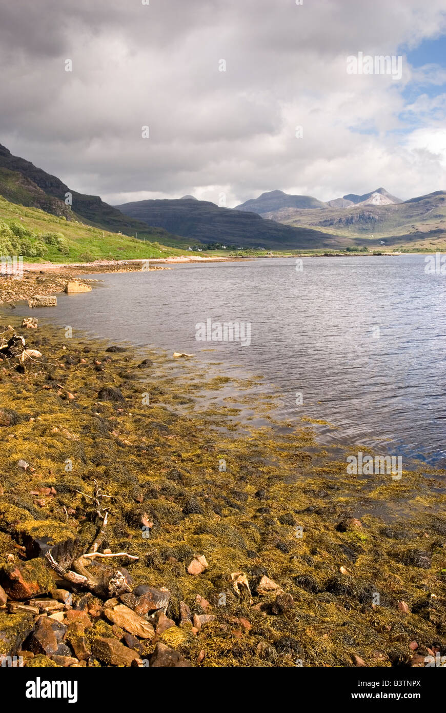 The shores of Upper Loch Torridon and surrounding mountain landscape ...