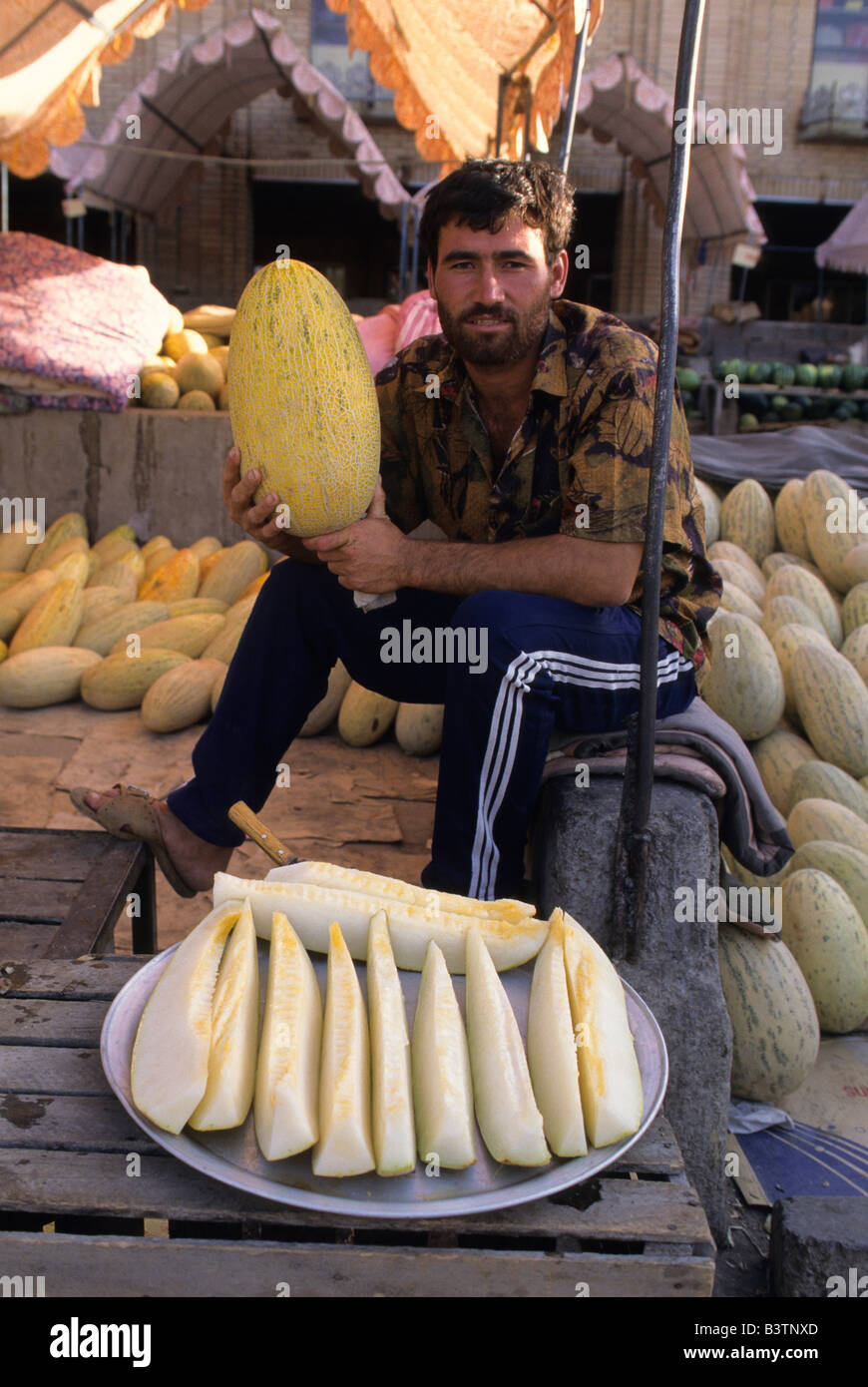 Melon seller Tashkent Market, Uzbekistan, Central Asia Stock Photo - Alamy