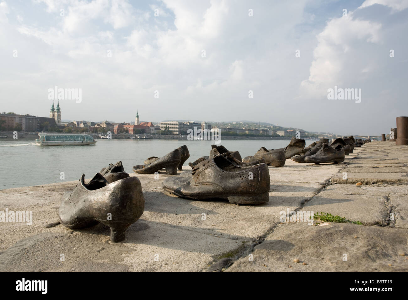 A shoe sculpture on the bank of the River Danube Budapest Hungary 2007 ...