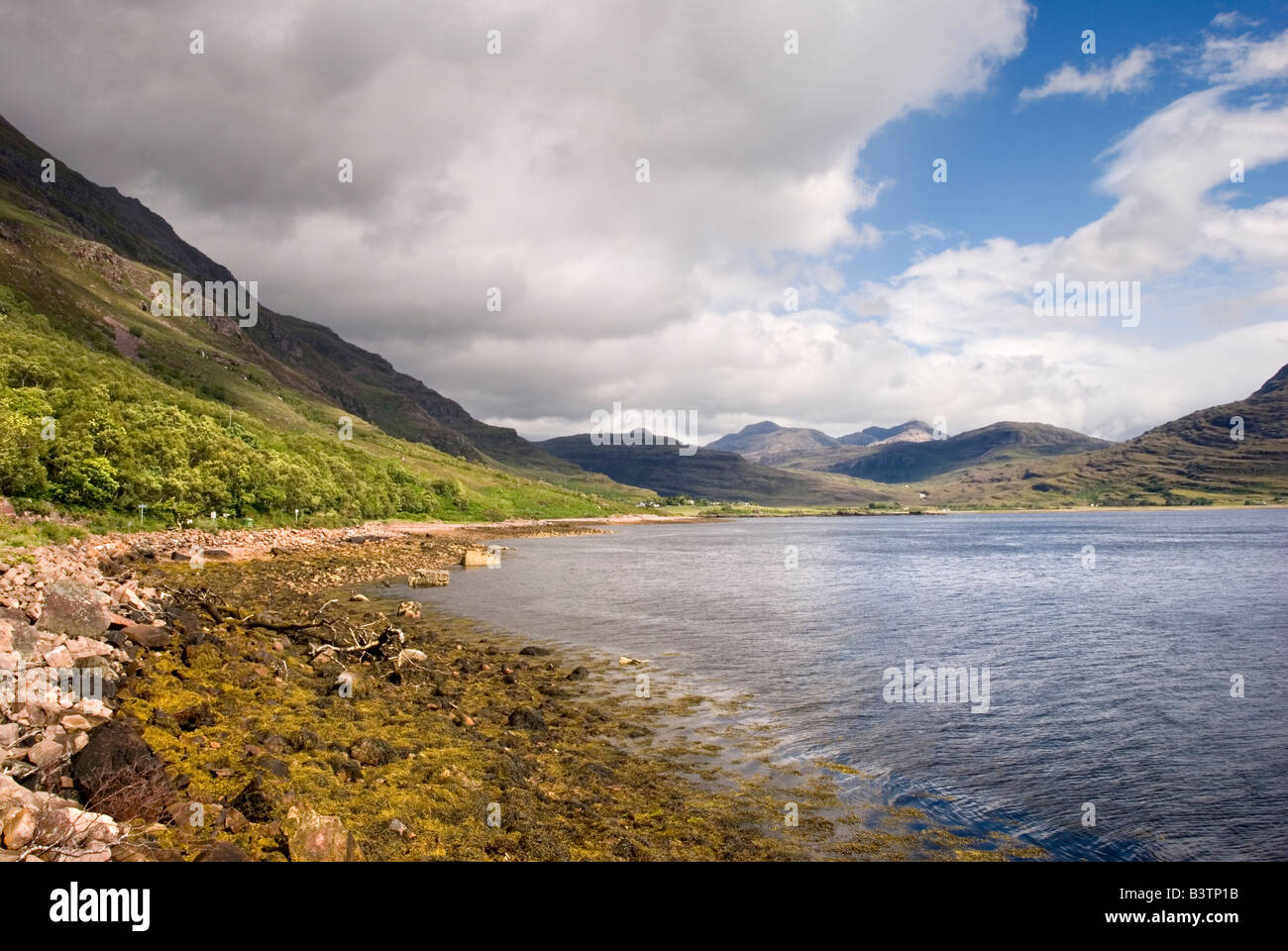 The shores of Upper Loch Torridon and surrounding mountain landscape ...