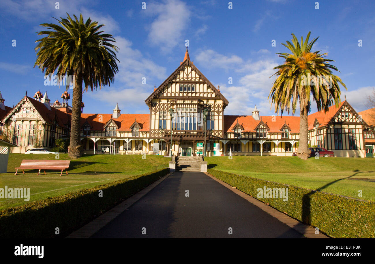 New Zealand, Rotorua. The Rotorua Museum featuring collections of art ...
