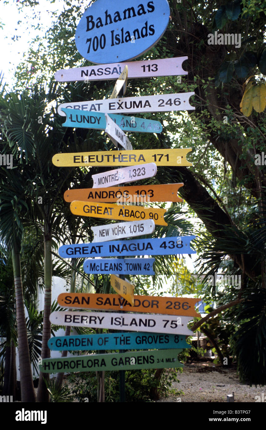 Sign post, Freeport, Bahamas Stock Photo - Alamy