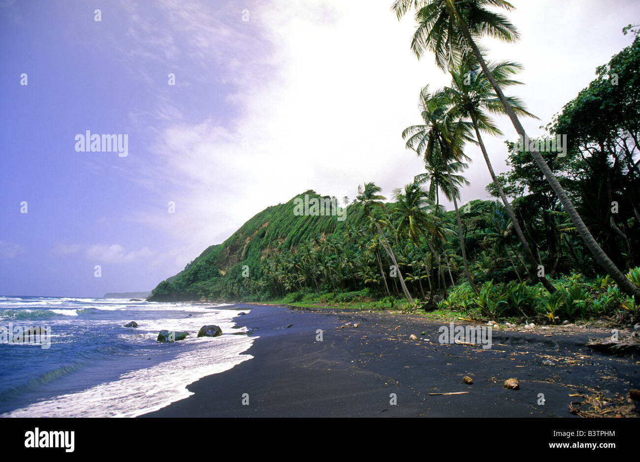 Black Sand Beach Dominica Stock Photo Alamy