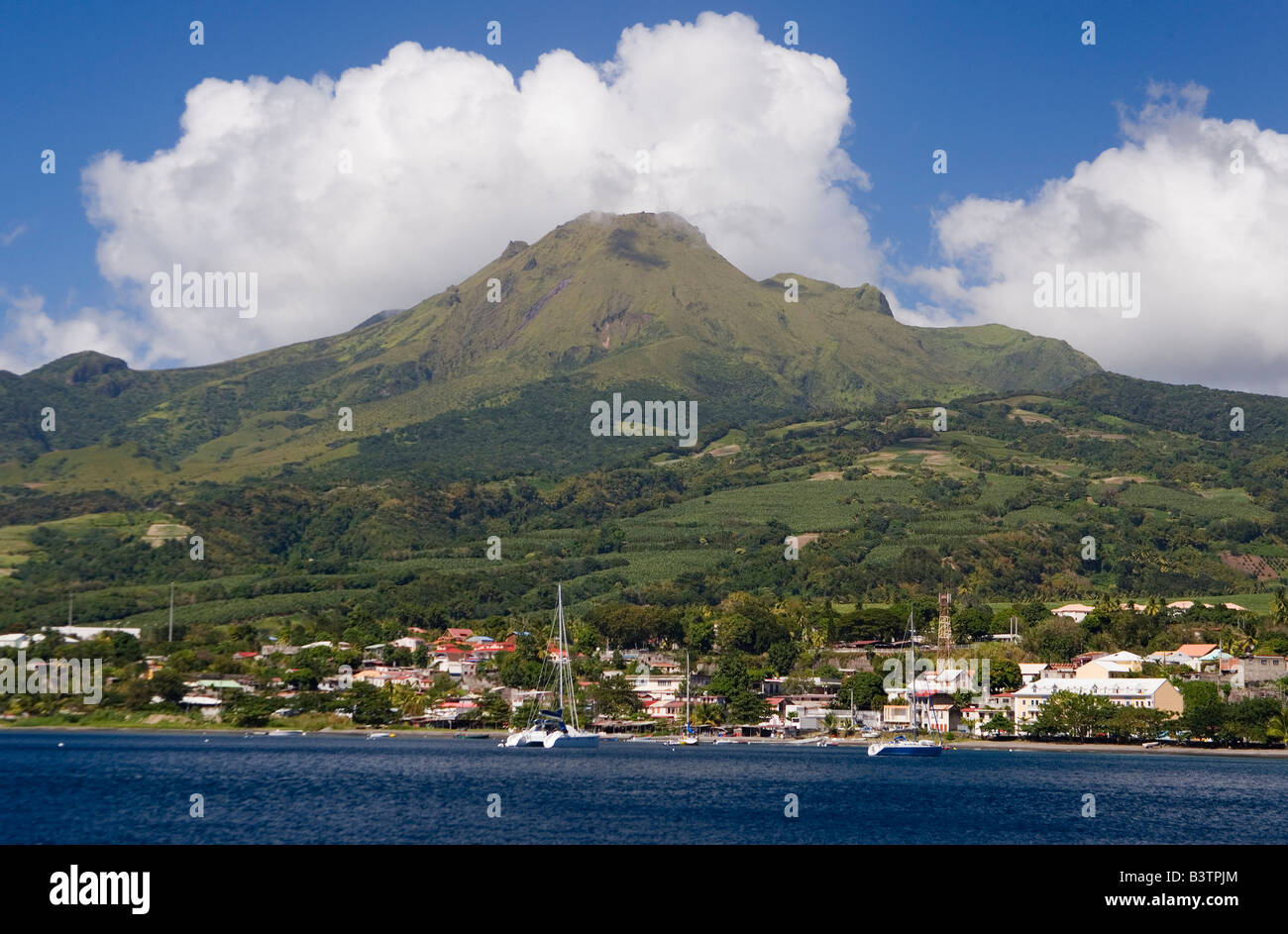 Martinique, French Antilles, West Indies, St. Pierre. Montagne Pelee ...