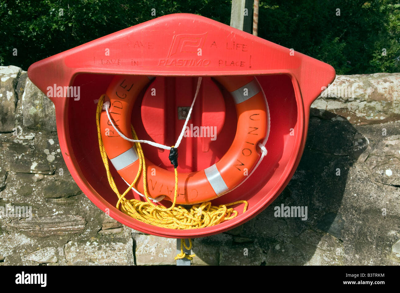 Red lifebuoy in a plastic holding container Stock Photo - Alamy