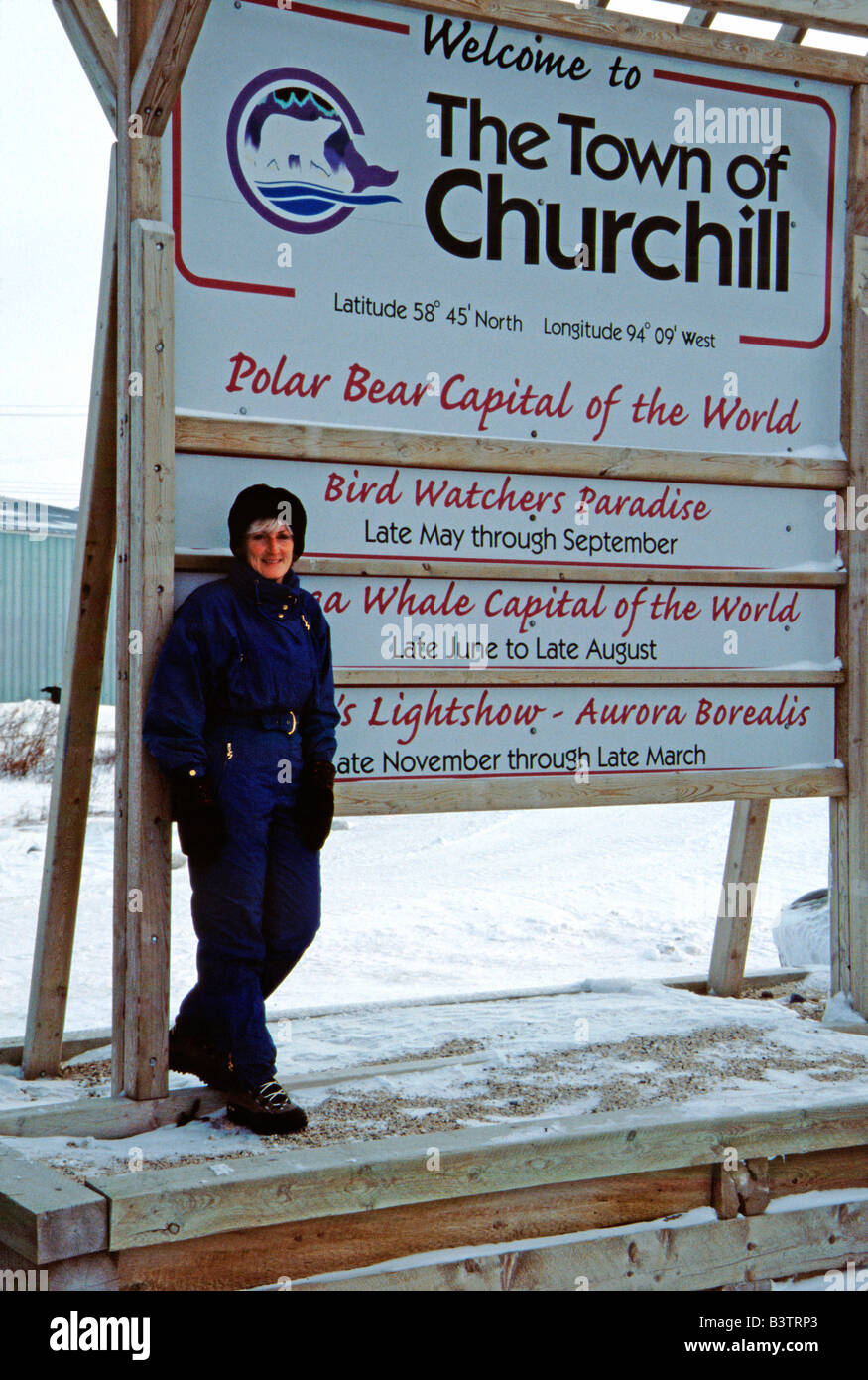 Canada, Manitoba, Churchill. Town sign, model released Stock Photo - Alamy