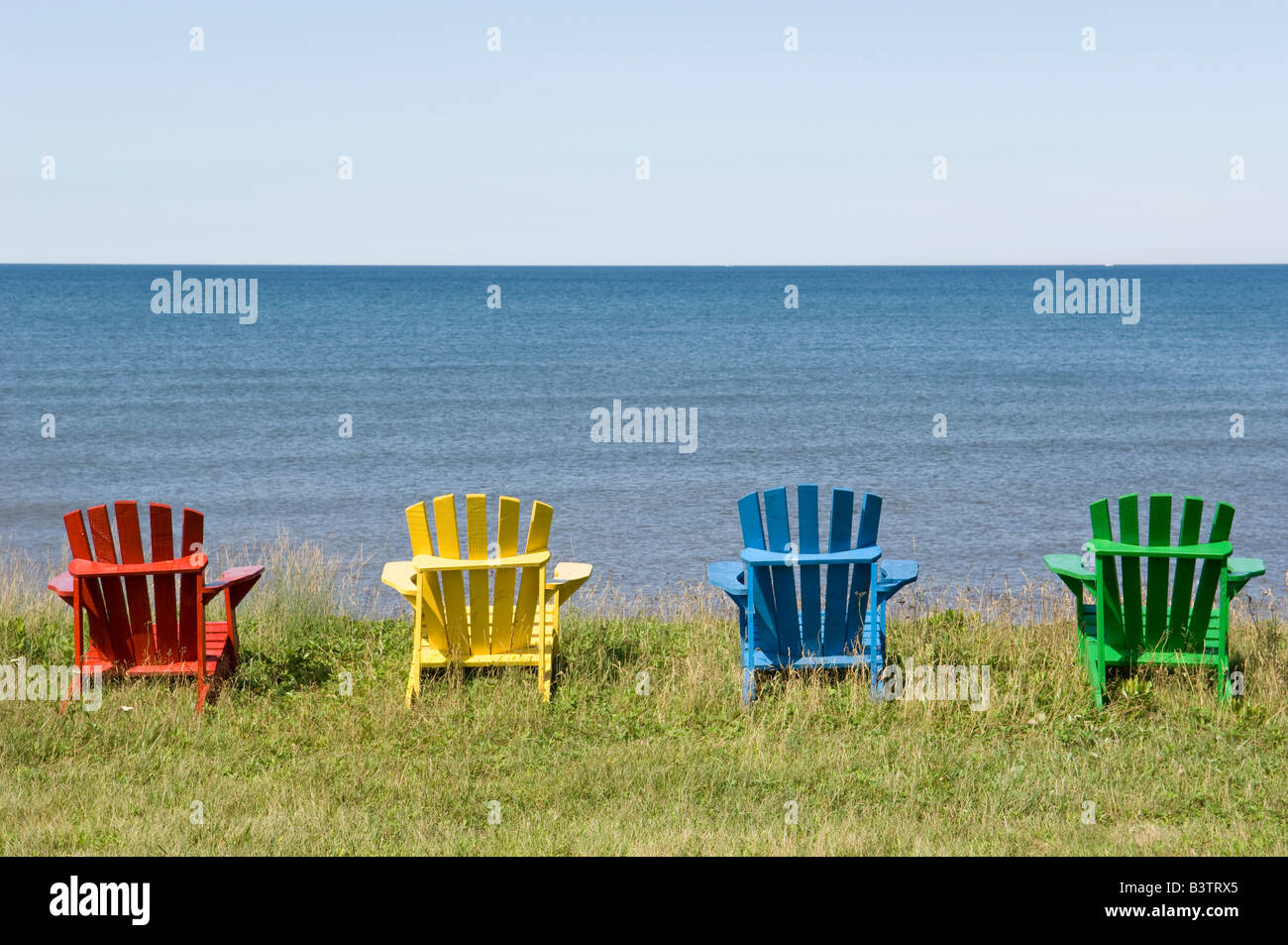Primary Color Beach Chairs, Prince Edward Island,Canada Stock Photo - Alamy