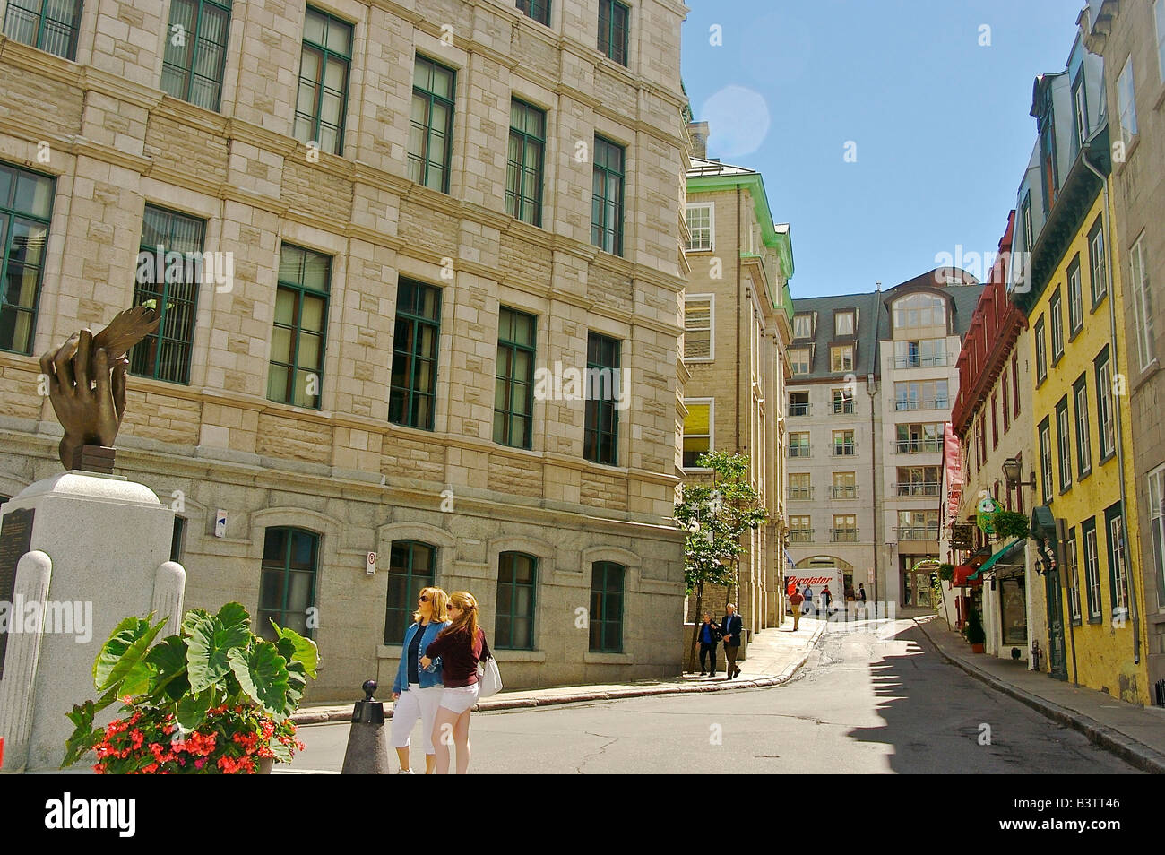 North America, Canada, Quebec, Old Quebec City. Women looking at a ...