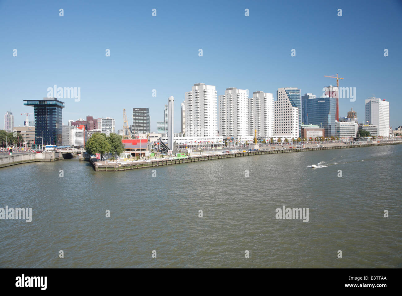 Rotterdam skyline view from Erasmus Bridge, Rotterdam, Netherlands ...