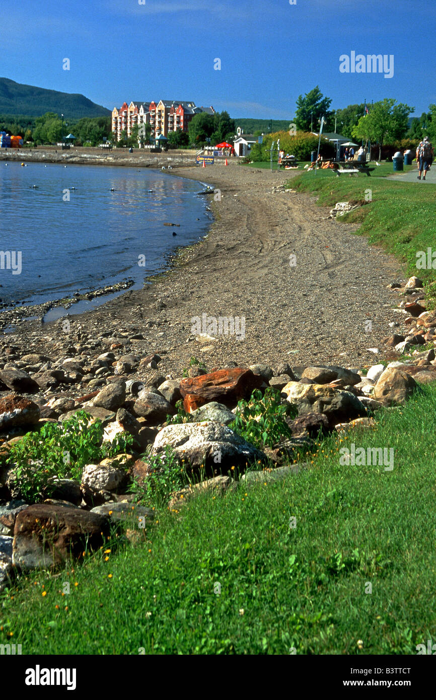 North America, Canada, Quebec, Eastern Townships, Magog. A beach in ...