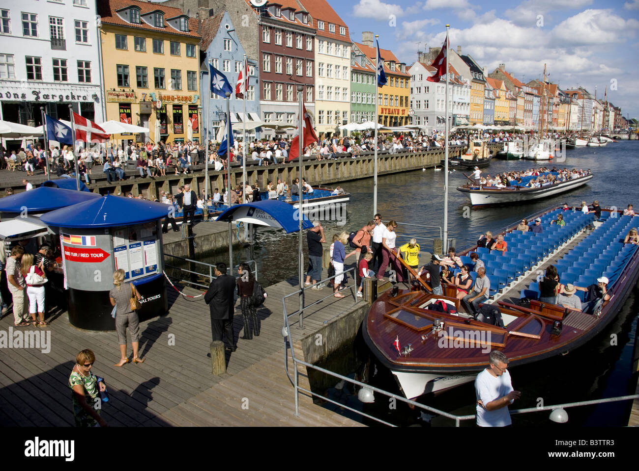 Europe, Denmark, Copenhagen, tour boats in Nyhavn Canal Stock Photo - Alamy