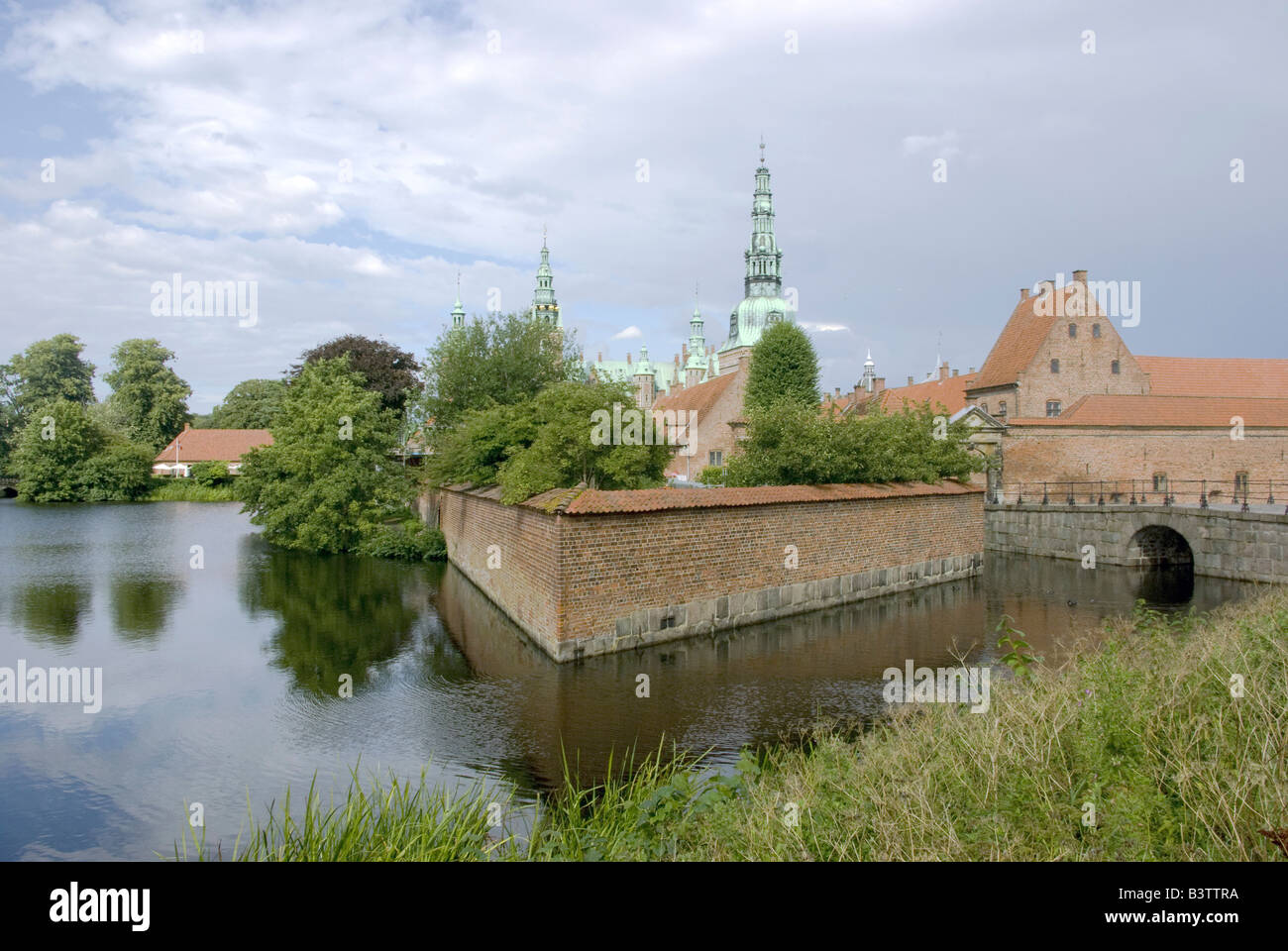 Europe, Denmark, Hillerod, Frederiksborg Castle and Castle Lake Stock ...